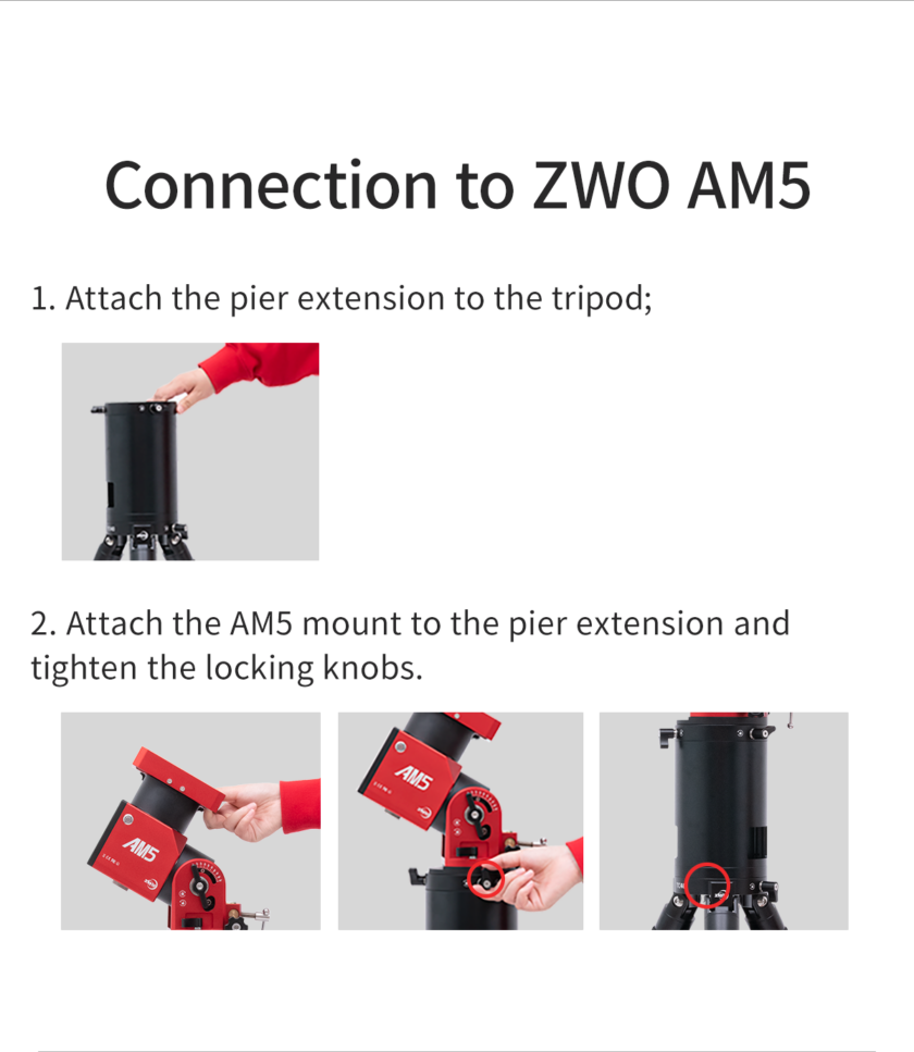 ZWO PE200 Pier Extension for AM5 Mount — Starizona