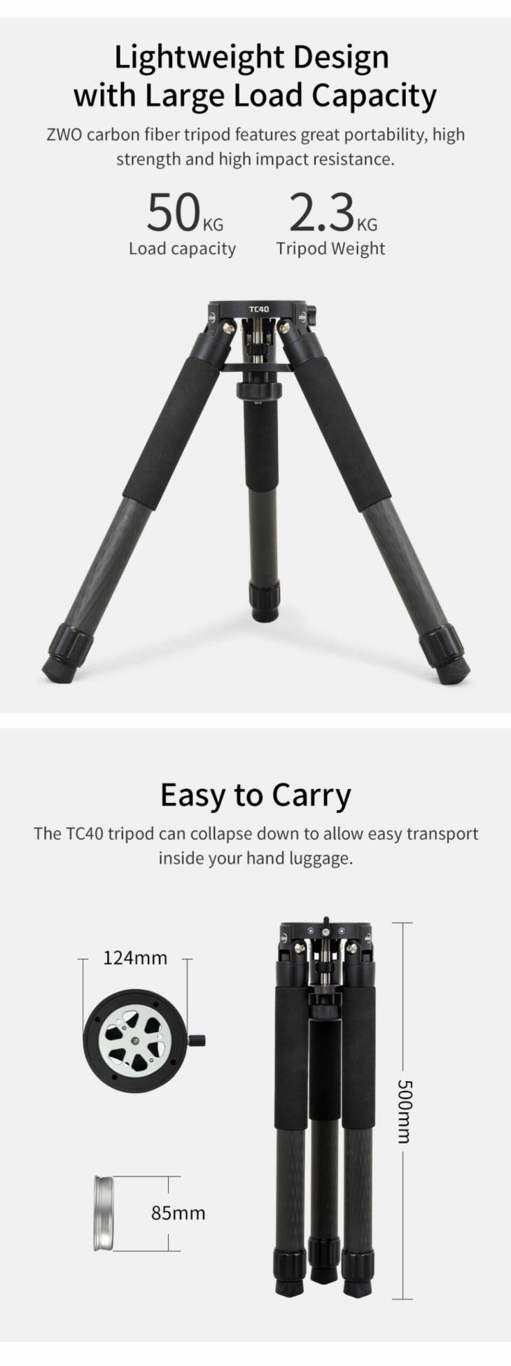 TC40 Carbon Fiber Tripod - Discovery Astrophotography with ZWO ASTRO