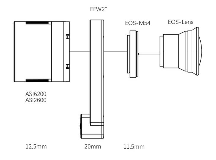 EOS lens adapter for 2“ EFW Filter wheel - ZWO Official Store | Make ...