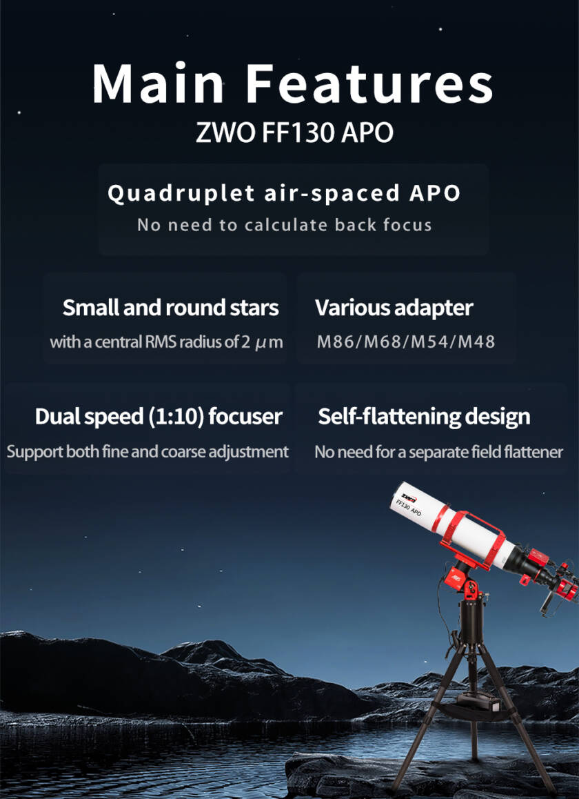 FF130-APO Astronomical Telescope - ZWO Official Store | Make ...